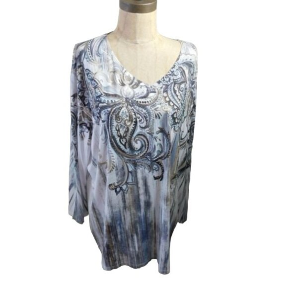Jess & Jane | Tops | Jess Jane Size 2x Plus Size Boho Bling Vneck ...